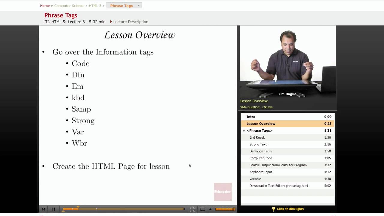 HTML 5: Phrase Tags