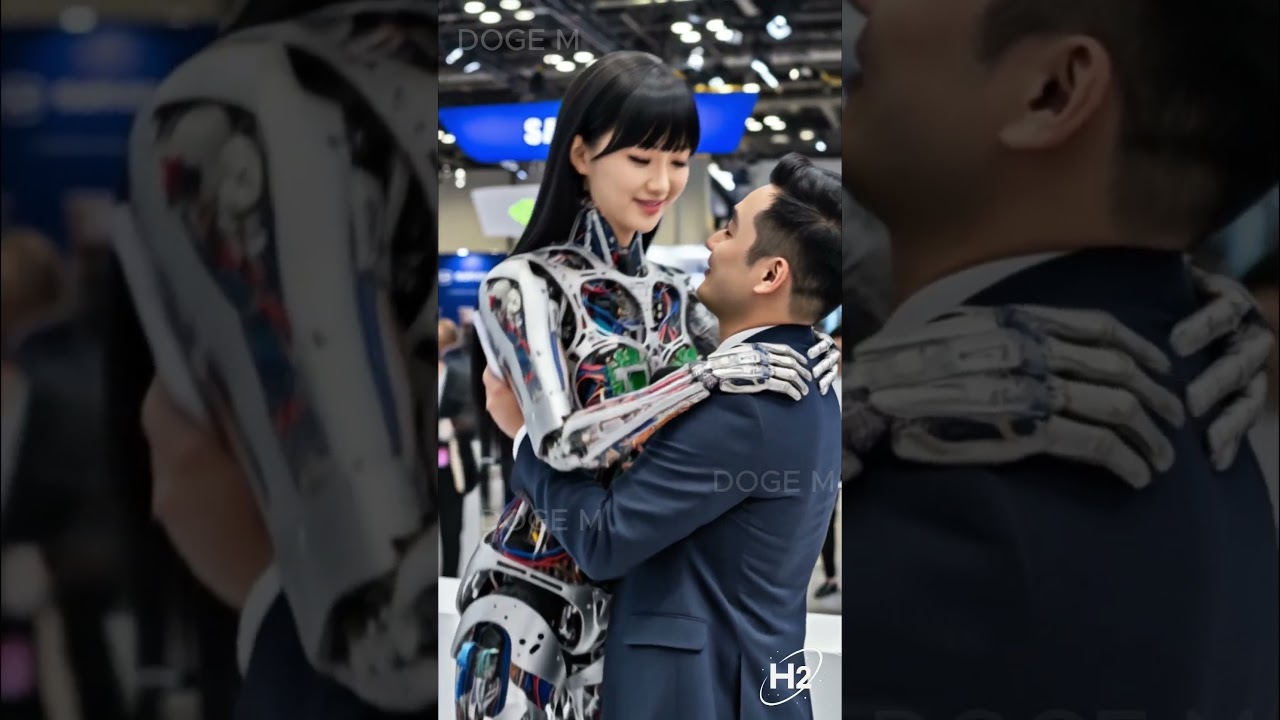 Trying to lift Robot Girl at the Korea Robot Exhibition, she’s so light! #robot #humanoidrobot #ai