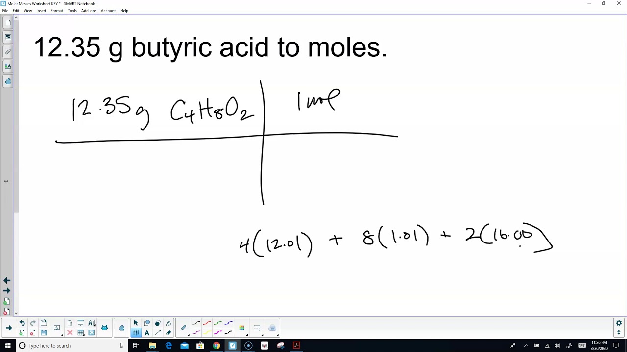 Mole Conversion Worksheet KEY