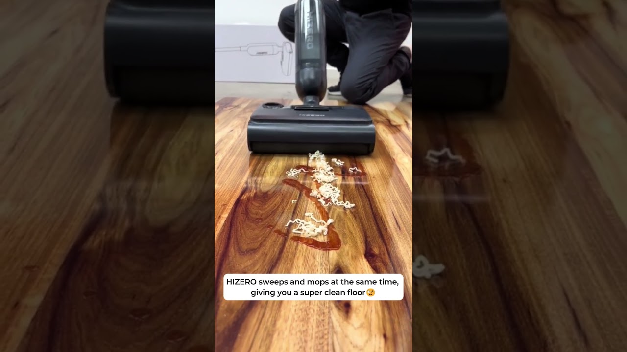 👀Check out how clean your floor looks after mopping.Sweep and mop at the same time. #hizero