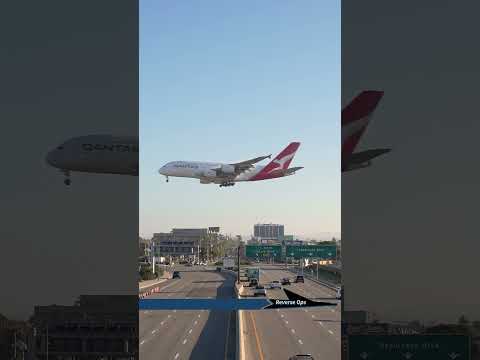 Qantas A380 on Very Short Final for 24R at LAX