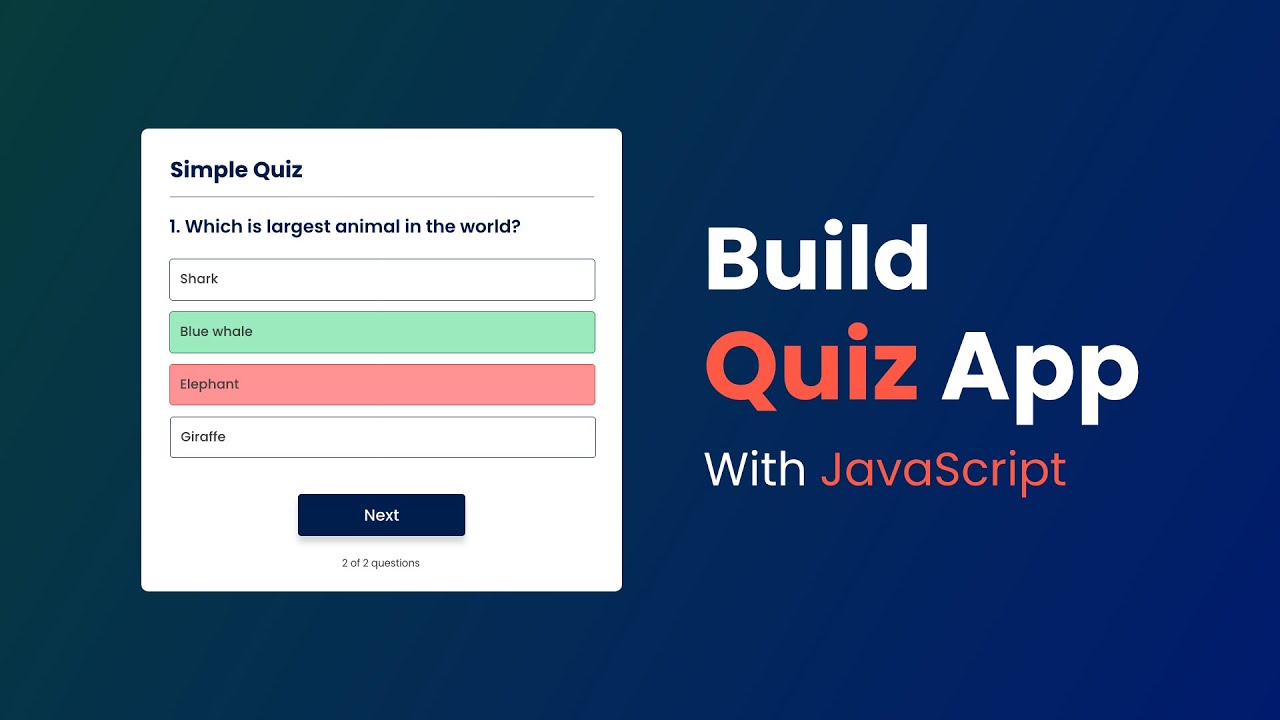 How To Make Quiz App Using JavaScript | Build Quiz App With HTML CSS & JavaScript