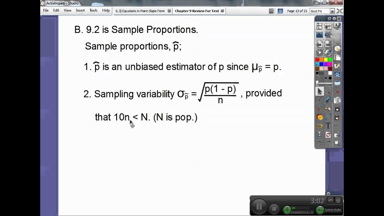 Review For Chapter 9 Test (AP Stat)