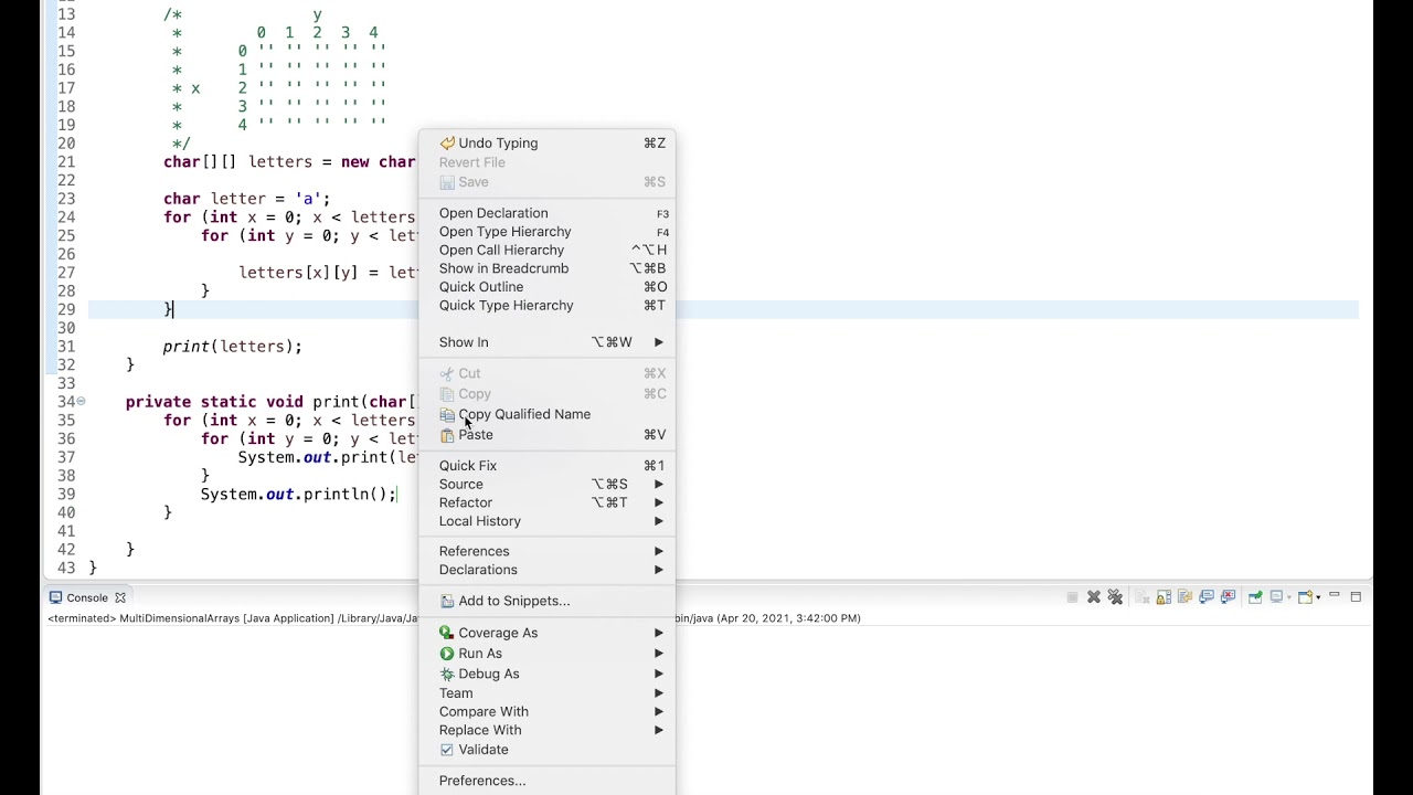 Java Tutorial: Multi Dimensional Arrays