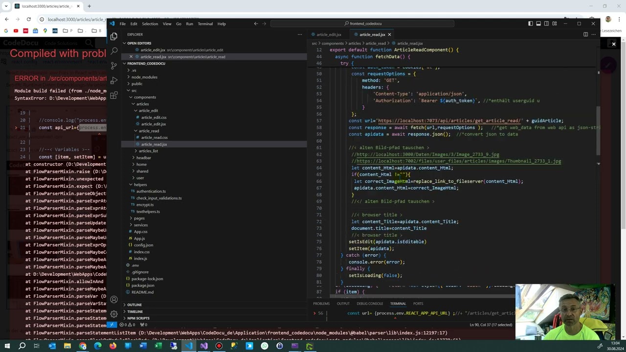 Solved React: Compiled with problems : Module build failed. Remove {brackets} process.env.REACT_APP