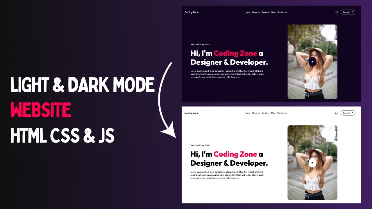 How to Create a Light & Dark Mode Website Design | HTML, CSS, Bootstrap & JavaScript Tutorial