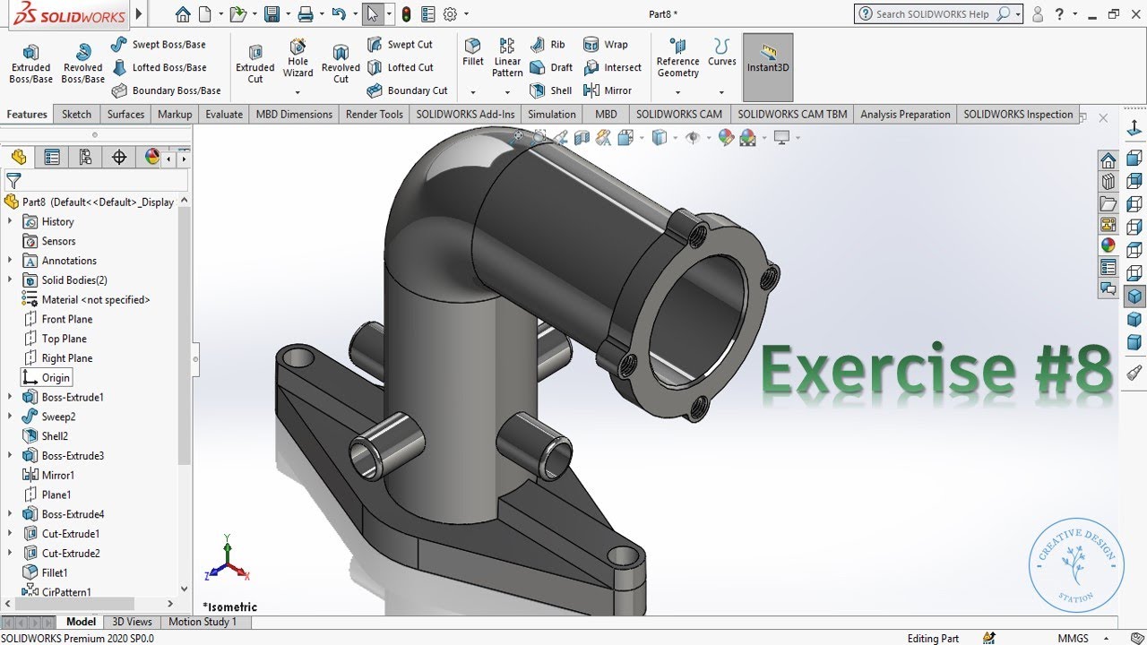 SolidWorks || Part Modeling for Beginners Exercise #8