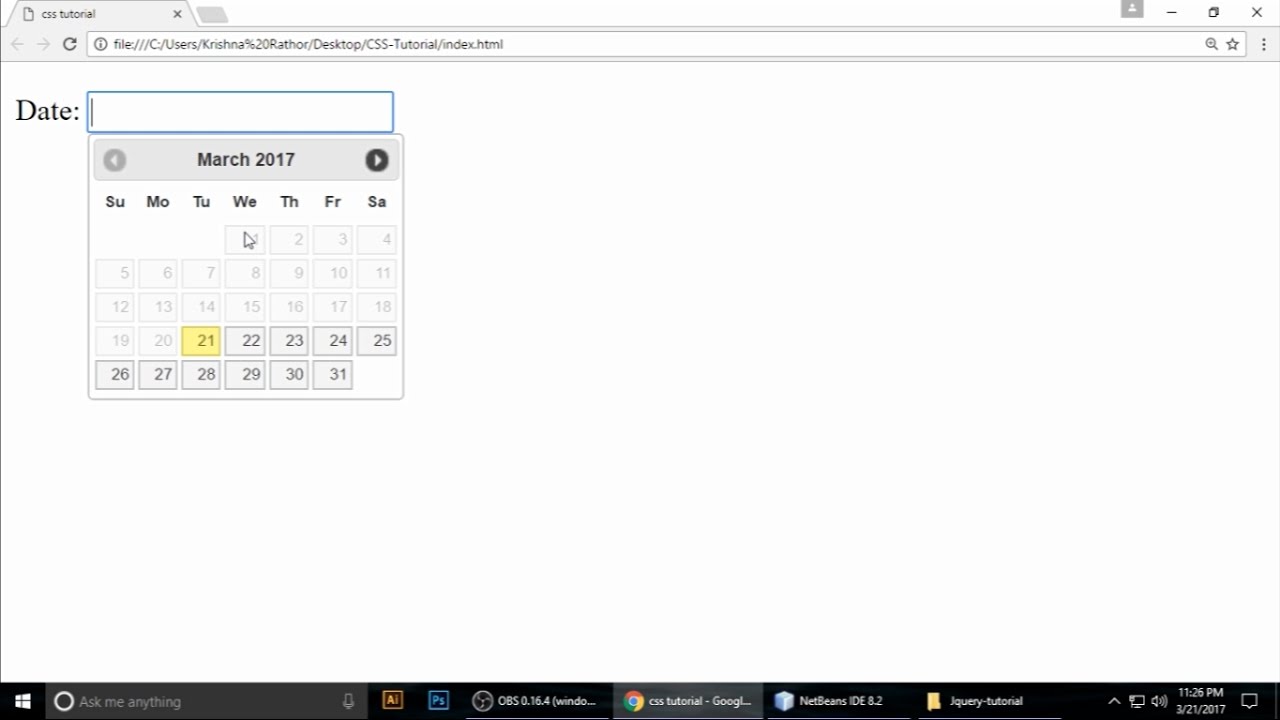 JQuery UI Tutorial | Datepicker