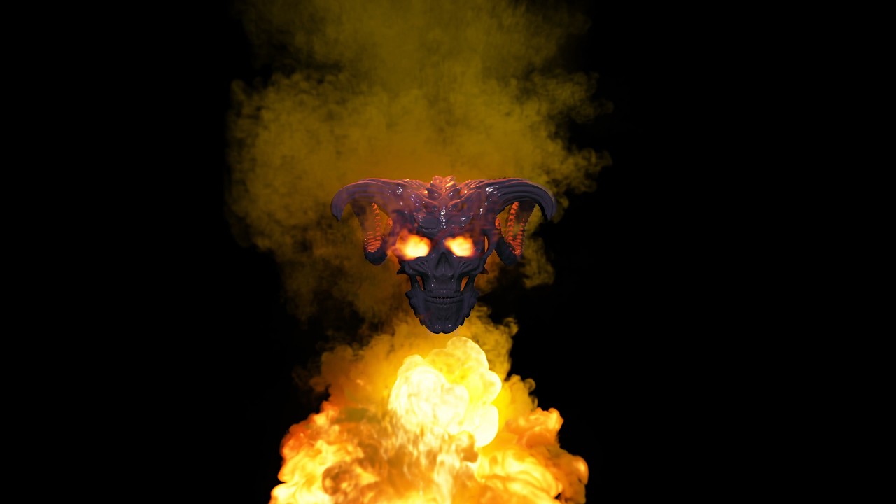 Burning Skull Fire Background – Halloween Inferno with Crackling Flames 4K UHD Loop