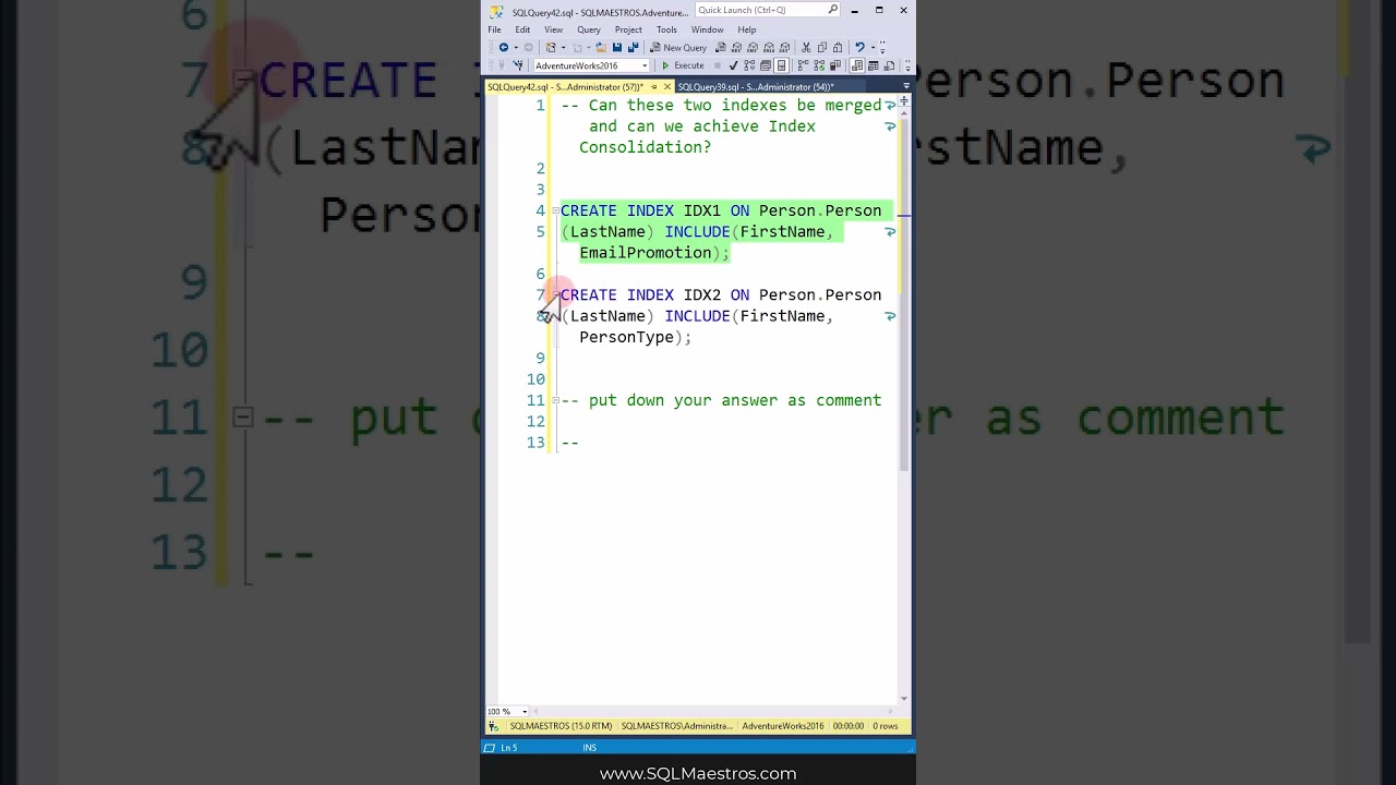 SQL Server Question – Index Consolidation - SQL Server Training, SQL Server Video Courses, SQL ...