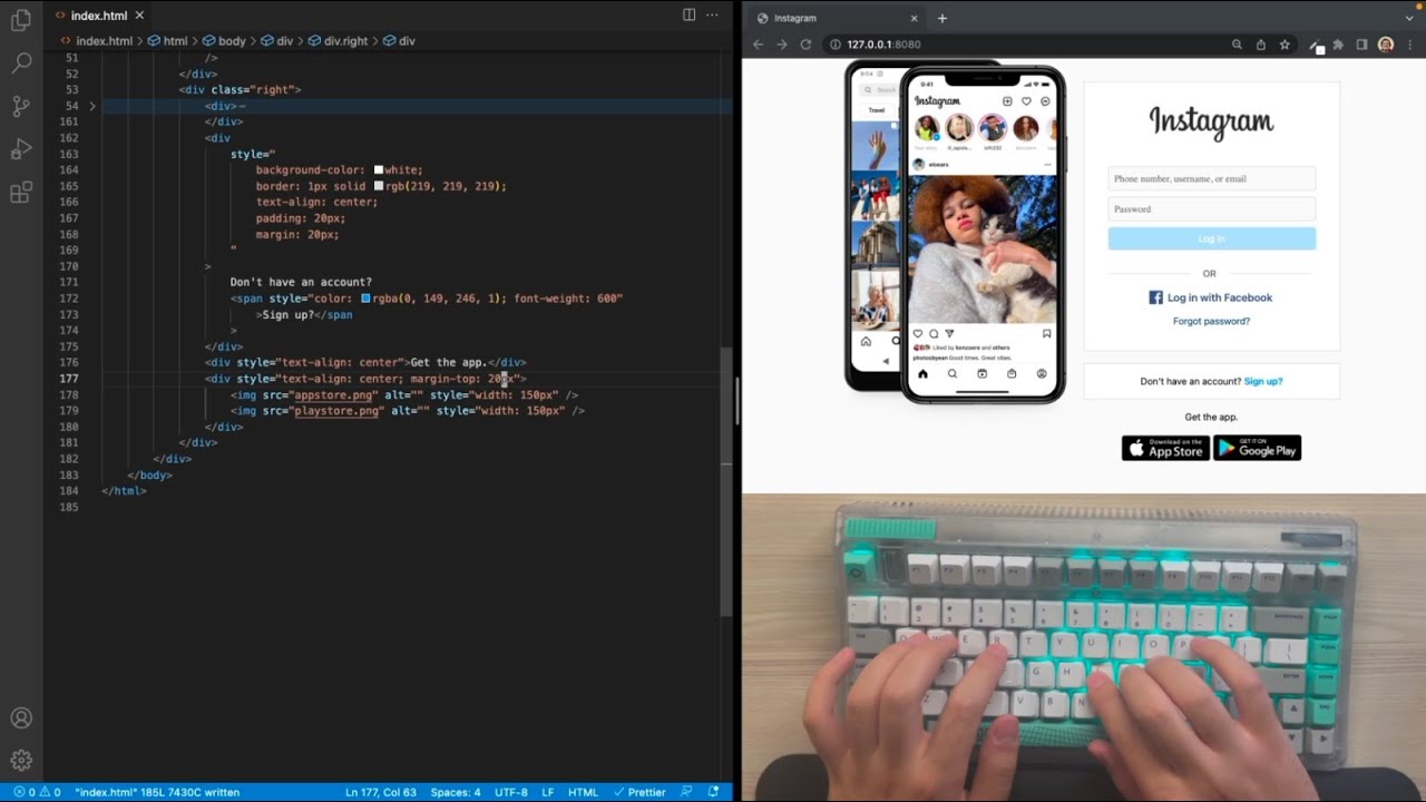 ASMR Programming - Instagram Login Page - No Talking