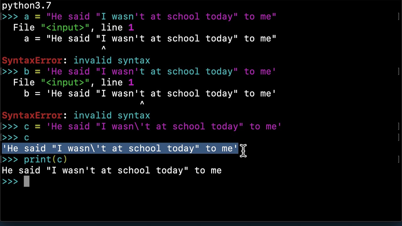 Python Strings: Escape Sequences