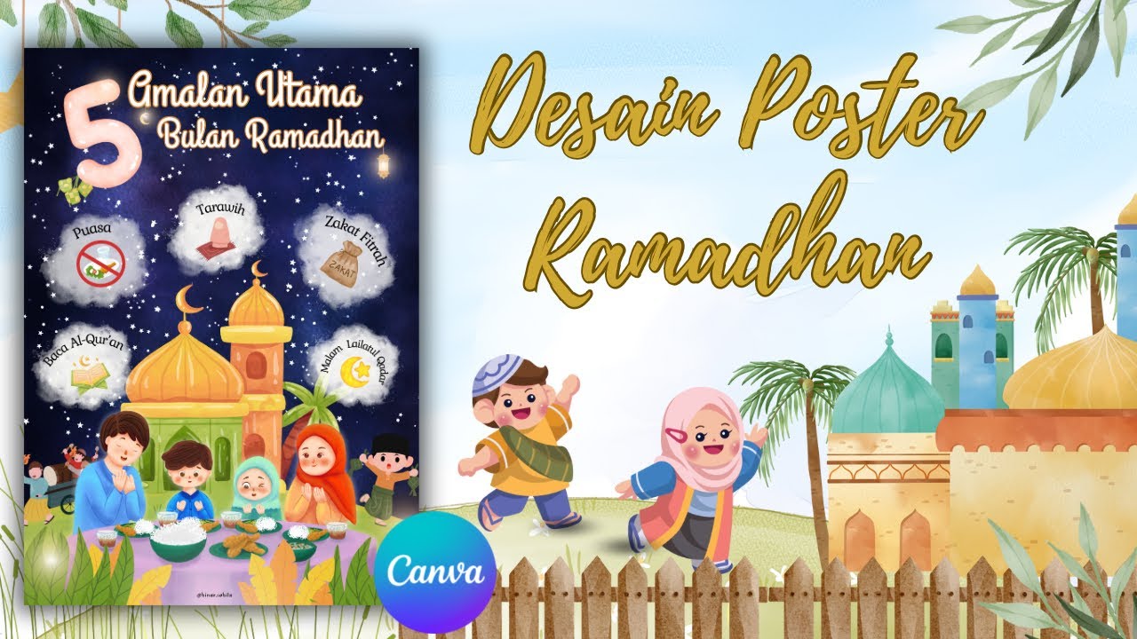 Membuat Desain Poster Tema Ramadhan Gemoy Cuma Modal Canva | FREE TEMPLATE