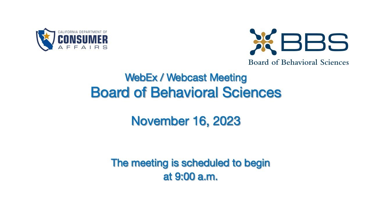 Board of Behavioral Sciences Meeting -- November 16, 2023 1 of 2