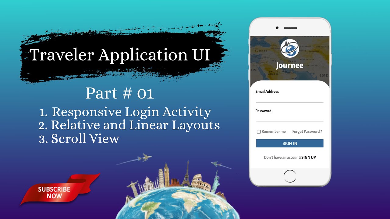 How to create login activity using relative and linear layout | scroll view.(Travelling App part# 1)