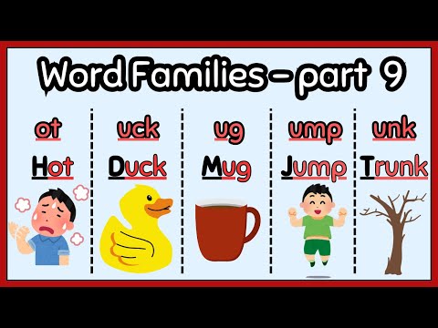 Word Families part - 9 | Word Families -ot, uck, ug, ump, unk words | Word Families with spellings