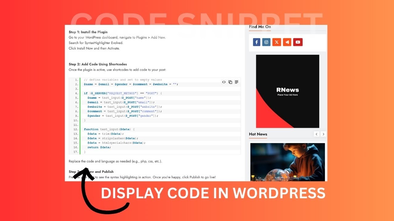 How to Display Code in WordPress Posts | Easy Code Snippet Styling | devRasen