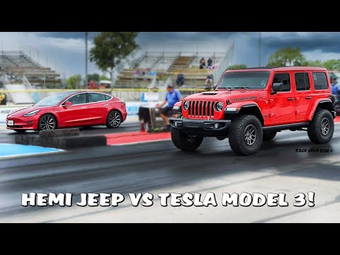 Watch This Jeep Wrangler Rubicon 392 Drag Race a Cadillac CTS-V Wagon ...
