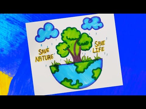 World Nature Conservation Day Drawing | Nature Conservation Day Poster | Save Water Save Nature