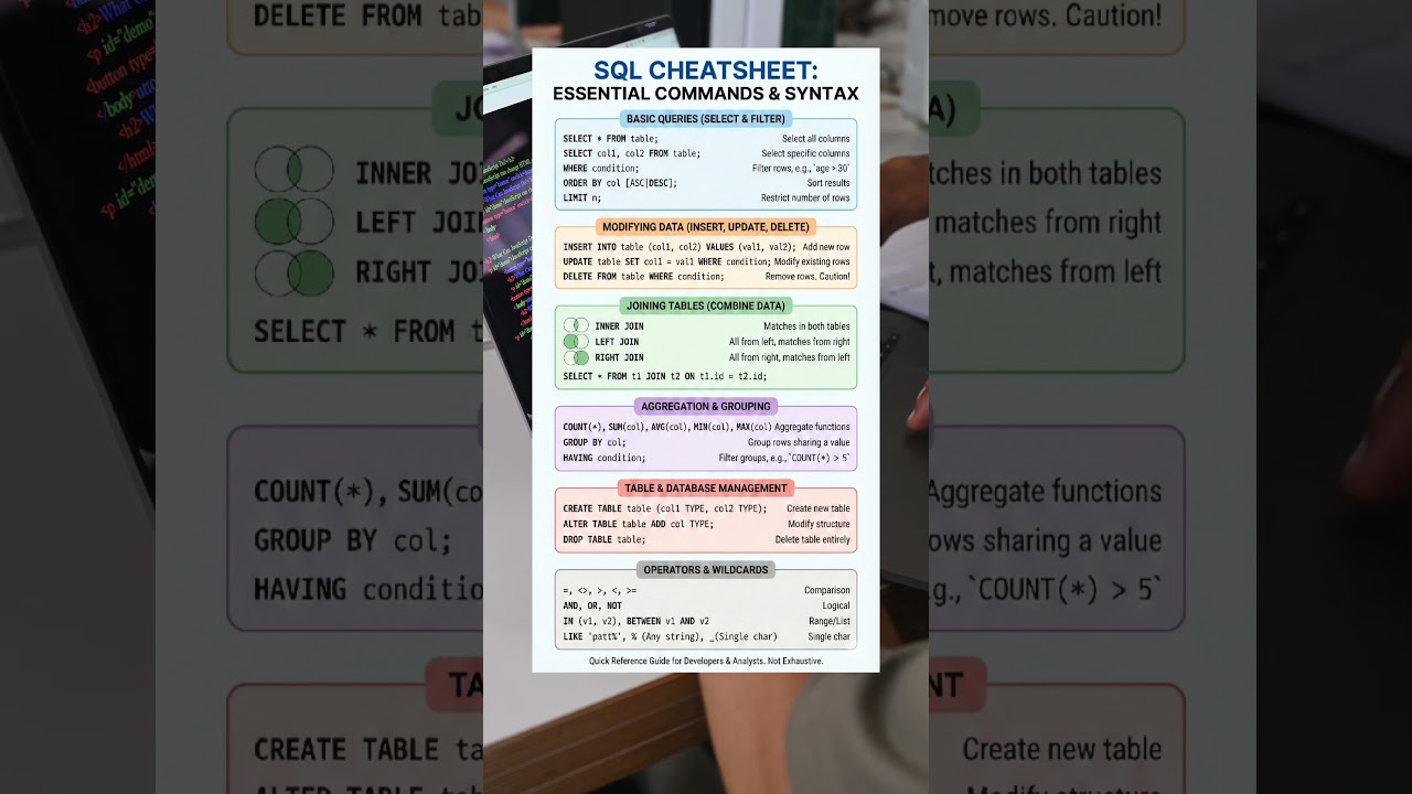 SQL CHEATSHEET