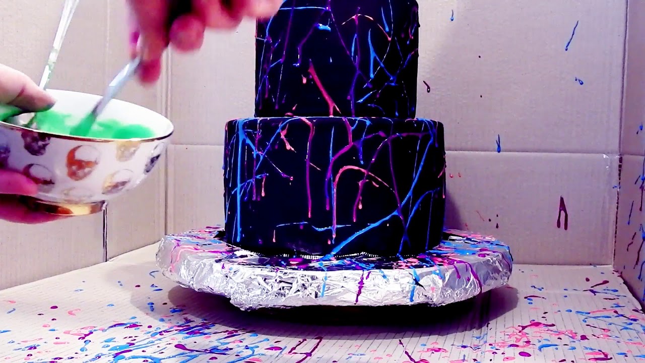 NEON SPLATTER CAKE by CRE8ACAKE