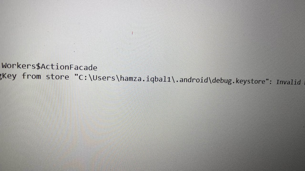 Failed to read key AndroidDebugKey from store :Invalid keystore format | packageDebug Failed