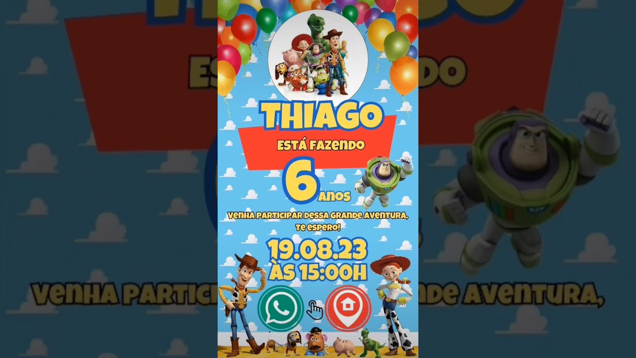 Convite Digital Toy Story - Convite Interativo WhatsApp