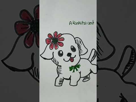 Cute Puppy Drawing 🐶🌸 | Easy Flower Dog Sketch | Akanksha Art Shorts