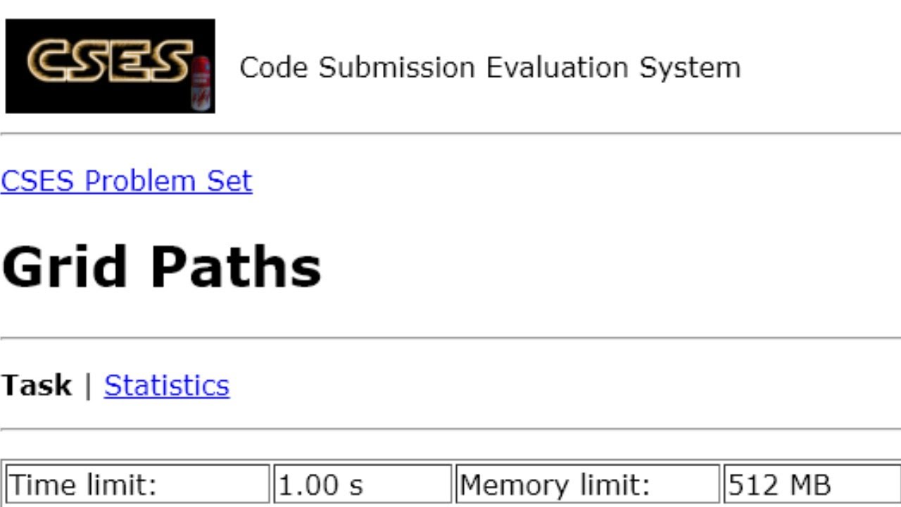 Grid Paths - CSES Introductory Problem #16