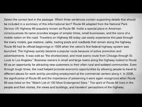 Select the correct text in the passage. Which three sentences contain supporting details that should