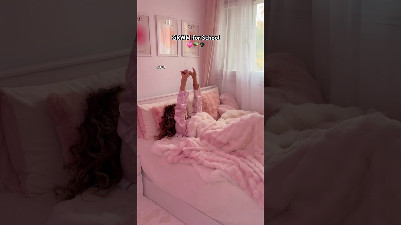 GRWM for School💗📚🎓 #grwm #school #morning #routines #girl #room #fypシ #pink