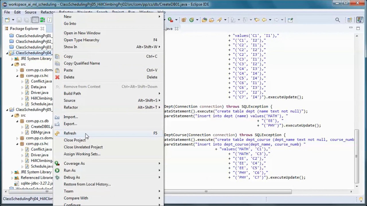 Class Scheduling + Hill Climbing + SQLite DB + JAVA