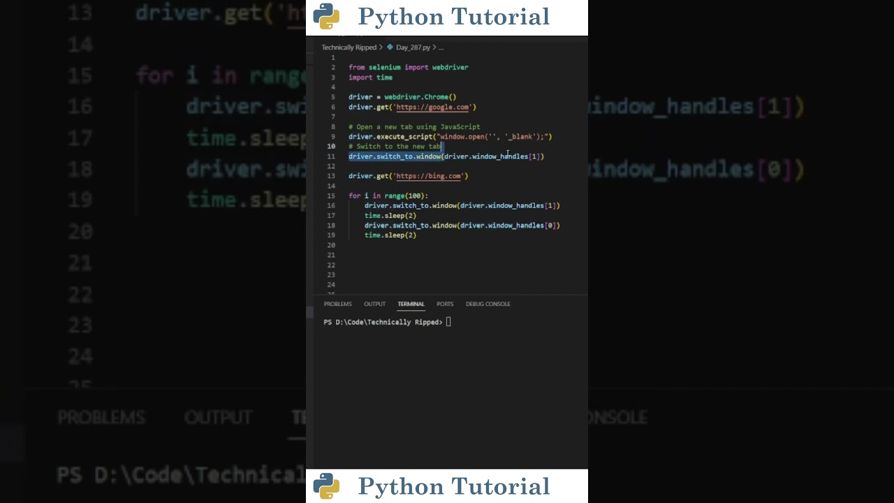 Create/Switch Tabs With Selenium | Python Tutorial