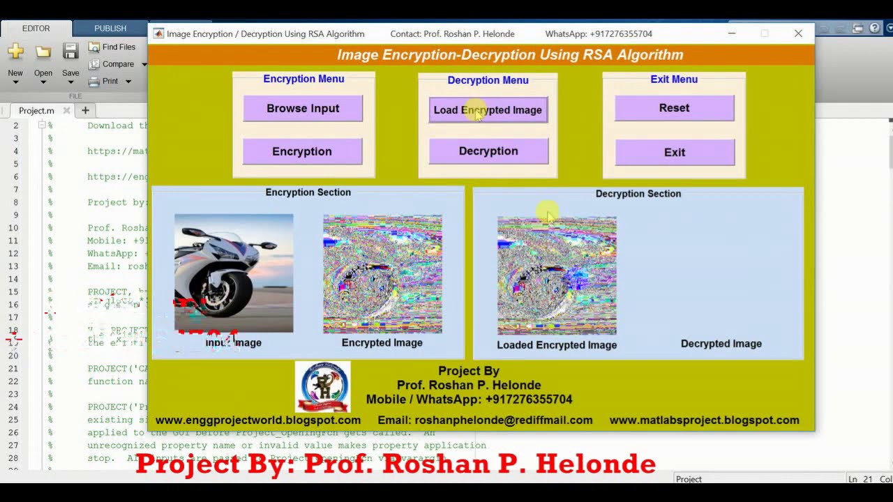 Image Encryption Using RSA Algorithm Matlab Project Source Code - Encryption Decryption Using RSA