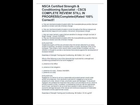 NSCA Certified Strength & Conditioning Specialist CSCS COMPLETE REVIEW! STILL IN PROGRESSCompleted