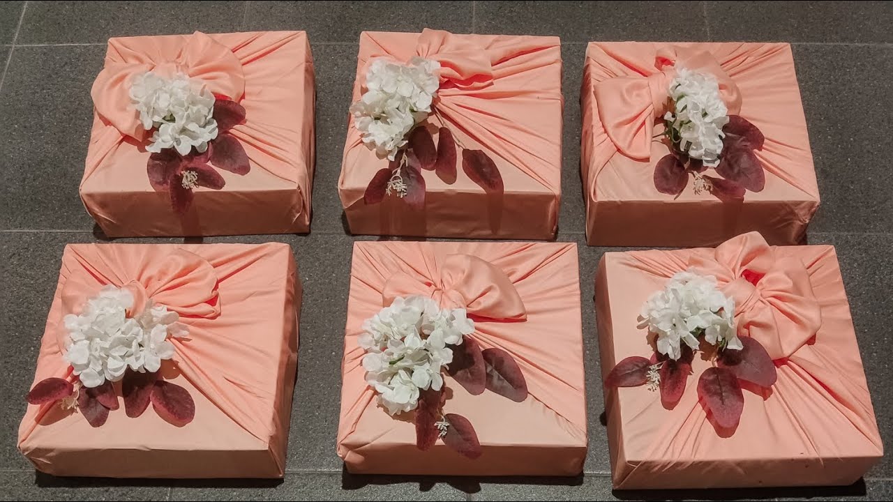 cara membungkus seserahan kain hidden seserahan pita besar bojagi wrap #seserahan #nikah #mahar