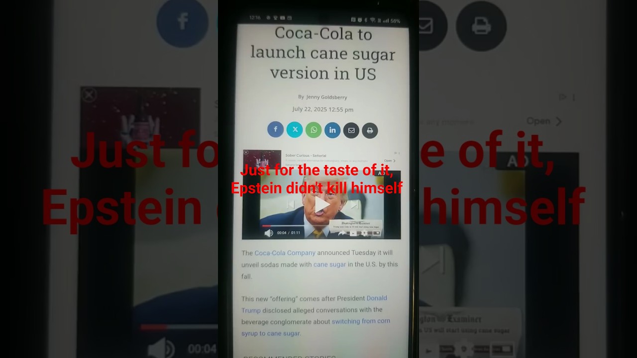 coca-cola to make cane sugar version, better flavor! LESS EPSTEIN! news update