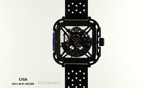 Ciga Design X011-BLPL-W25BK - X Series Gorilla Black & Purple Skeleton Automatic Watch ...