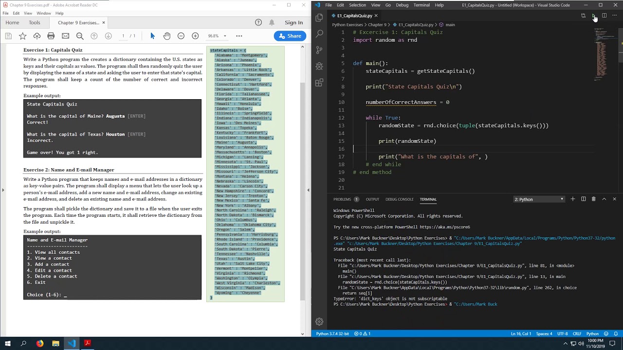 Python - 8 - Dictionaries Exercises