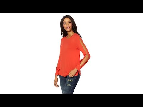 G by Giuliana LongSleeve Top with Slit Sleeves