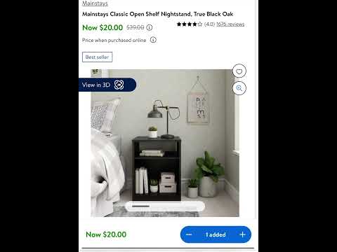Sale $20 Mainstays Classic Open Shelf Nightstand, True Black Oak