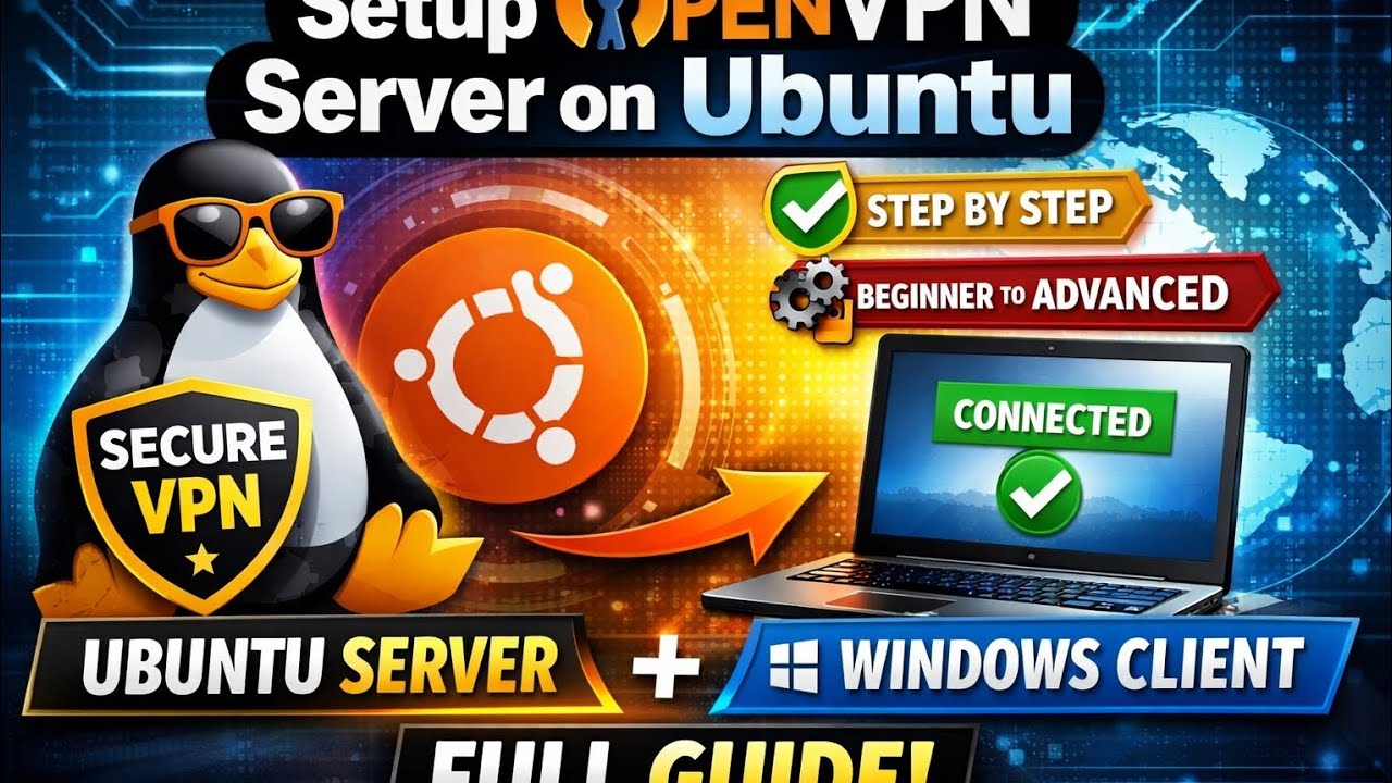 How to Setup OpenVPN Server on Ubuntu + Connect Windows Client. 