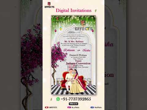 Muslim Walim Wedding Invitation E-Card || Walima Whatsapp Invitation || KC Effects