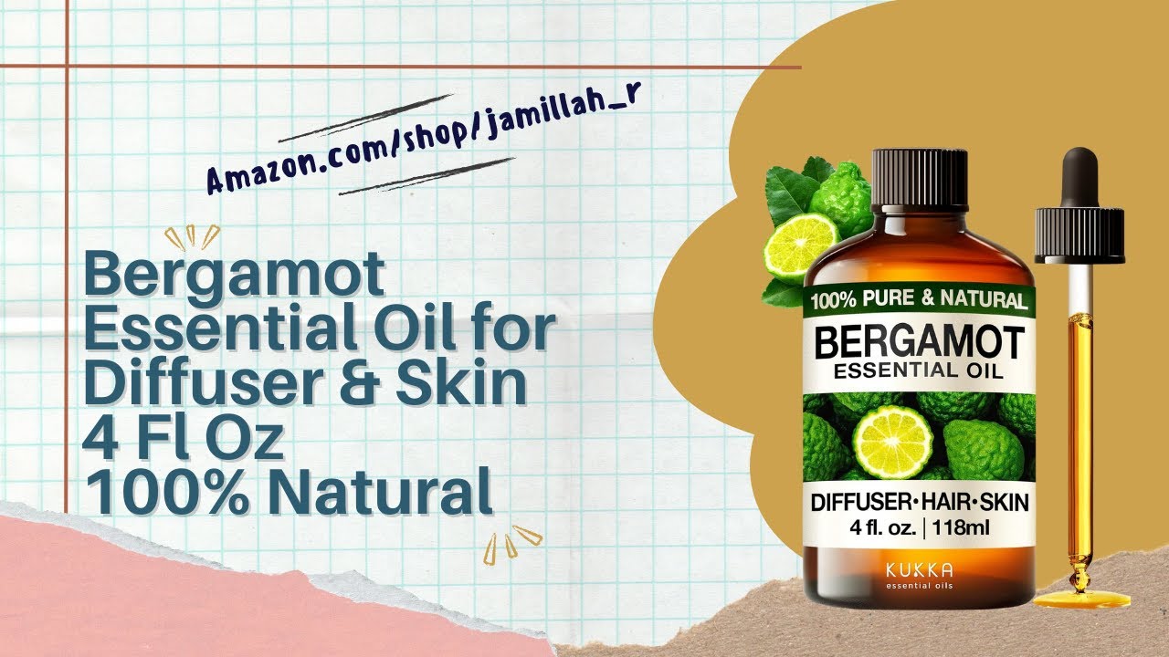 Bergamot Essential Oil 4oz | 100% Pure Natural for Diffuser, Skin, Hair & Aromatherapy