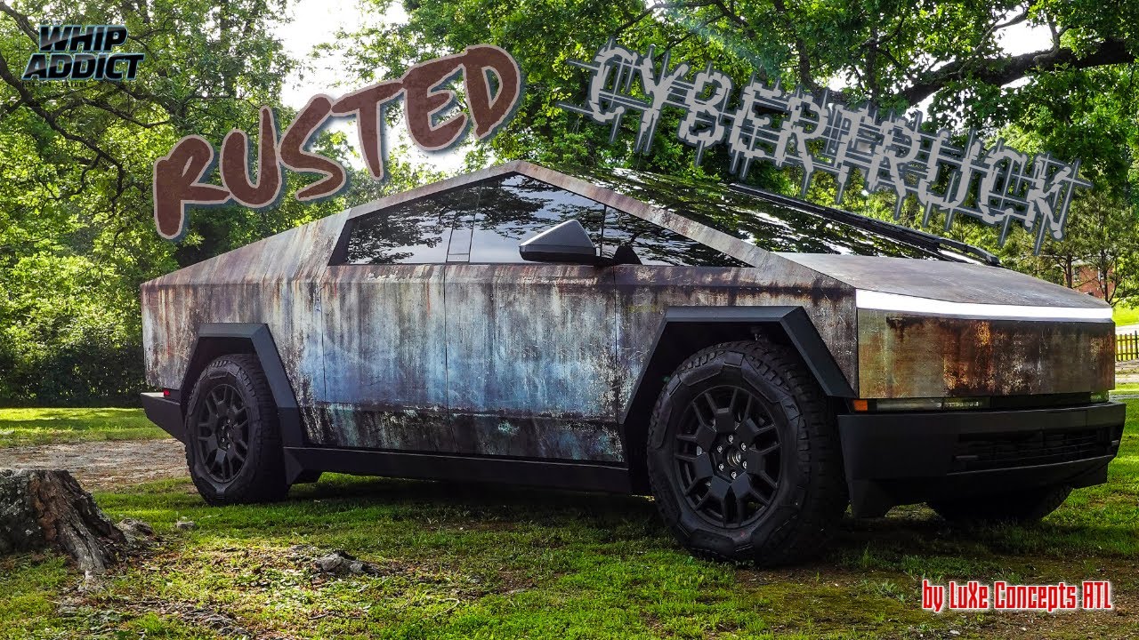 Tesla Cybertruck Gets Rusty Wrap, Looks Like a Barn Find - autoevolution