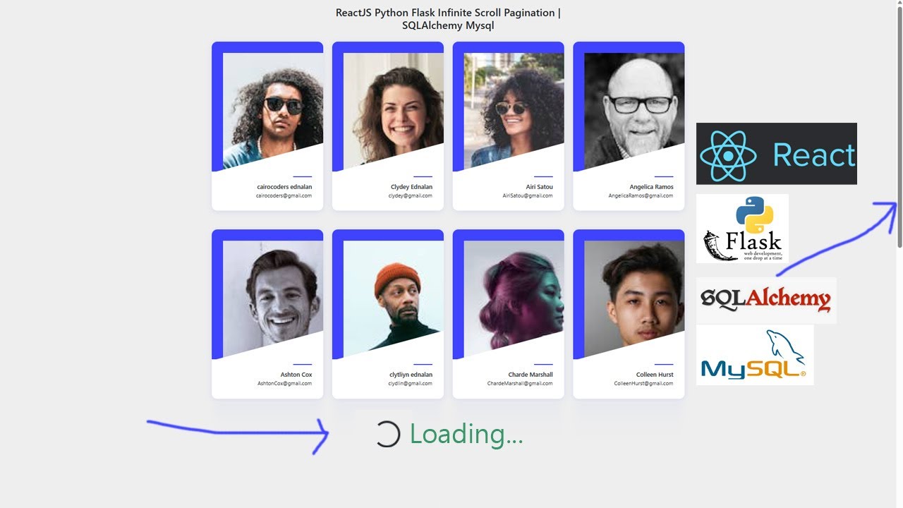 ReactJS Python Flask Infinite Scroll Pagination | SQLAlchemy Mysql
