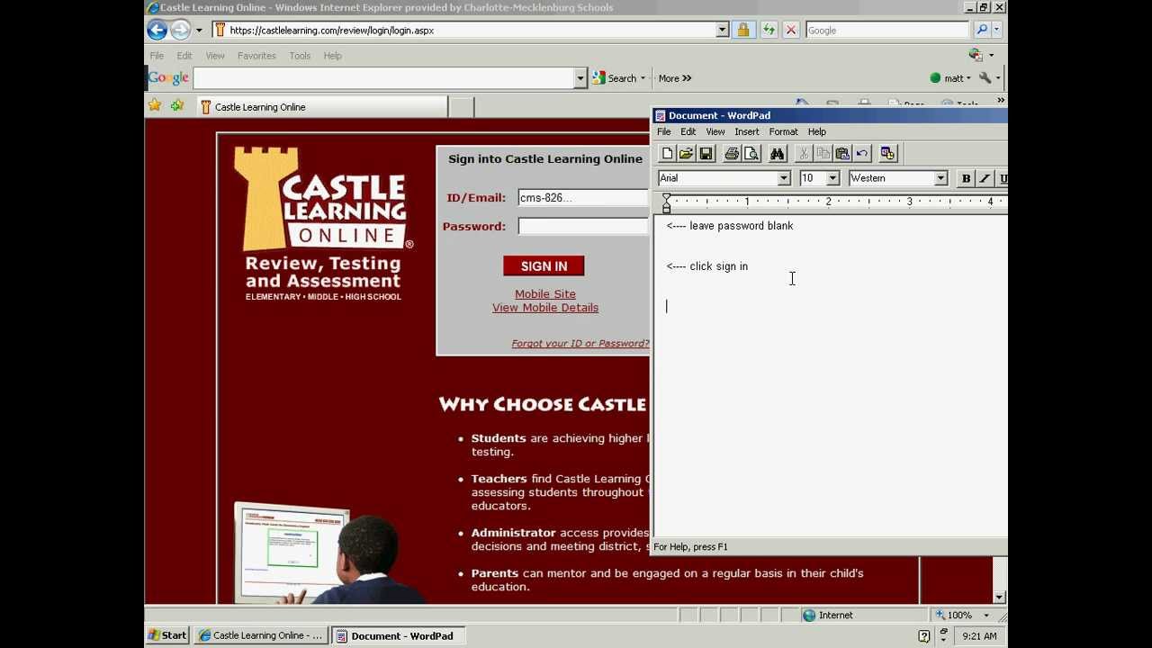 Castle Learning Student Setup WITH Class Assignments