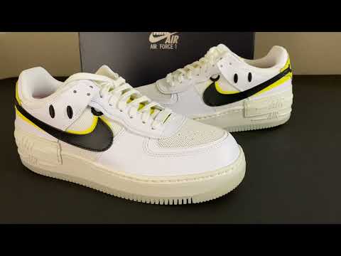 Nike Air Force 1 Shadow Unboxing - Women’s AF1 Shoes in White/Black/Yellow