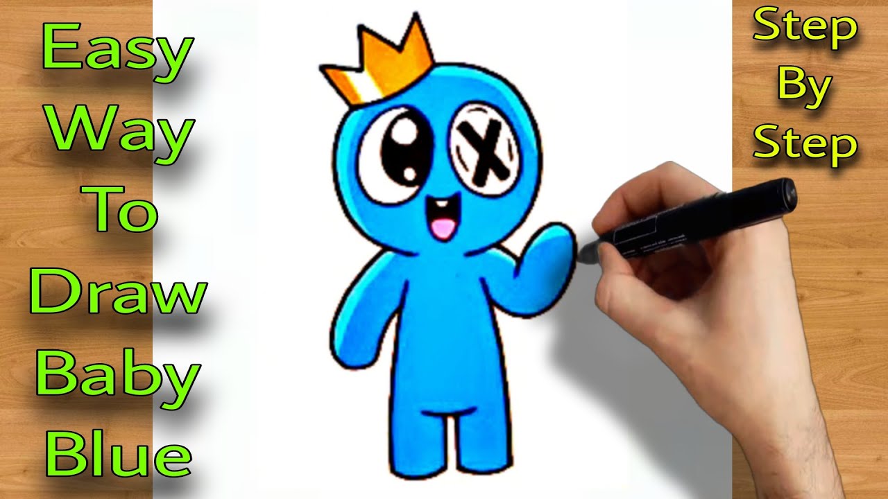 How To Draw Baby Blue From Rainbow Friends - How To Draw Baby Rainbow Friends