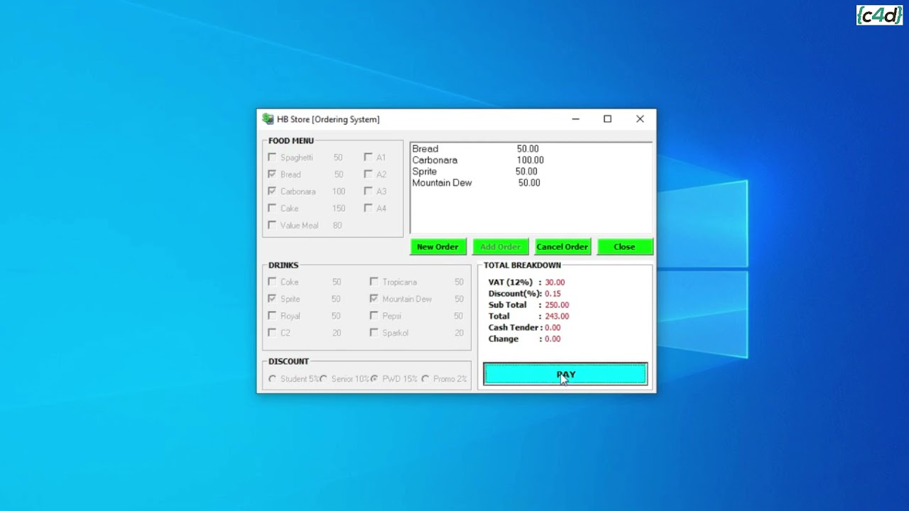 Ordering System in VB6 - Visual Basic Projects and Demos
